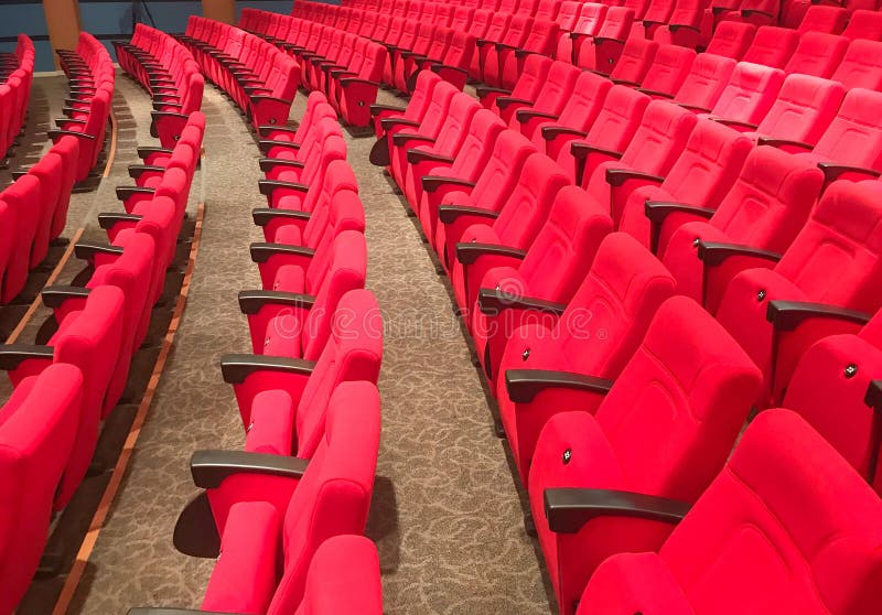 Red Seat in Auditorium Hall Stock Image - Image of empty, event: 124024317