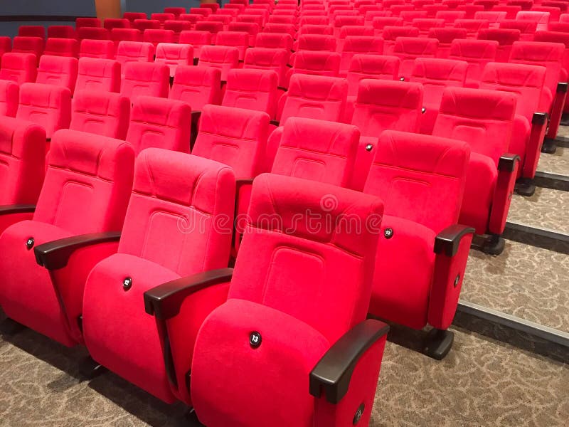 Red Seat in Auditorium Hall Stock Image - Image of indoor, classical ...