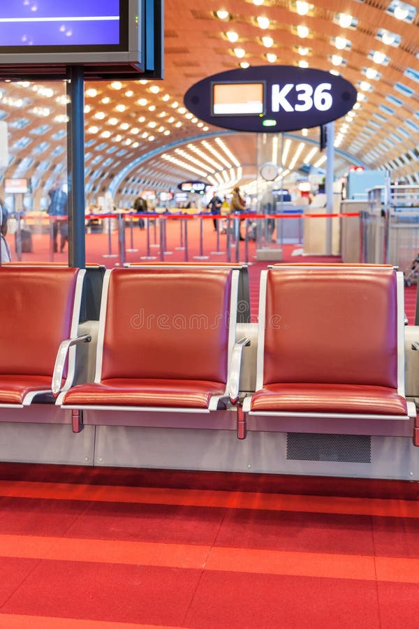Red Seat in Departure Area of Airport Stock Photo - Image of transport ...