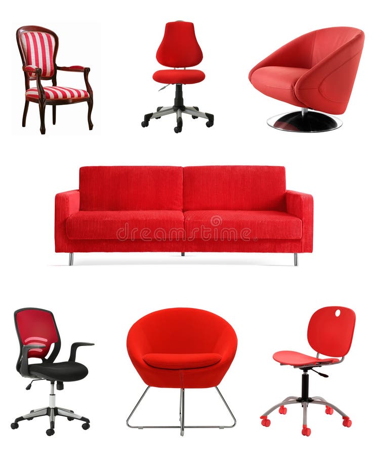 Red Seating Furniture stock illustration. Illustration of casters ...