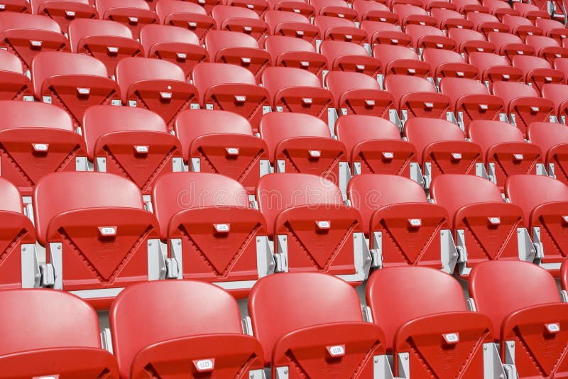 Red seats stock photo. Image of bench, plastic, descriptive - 28740552