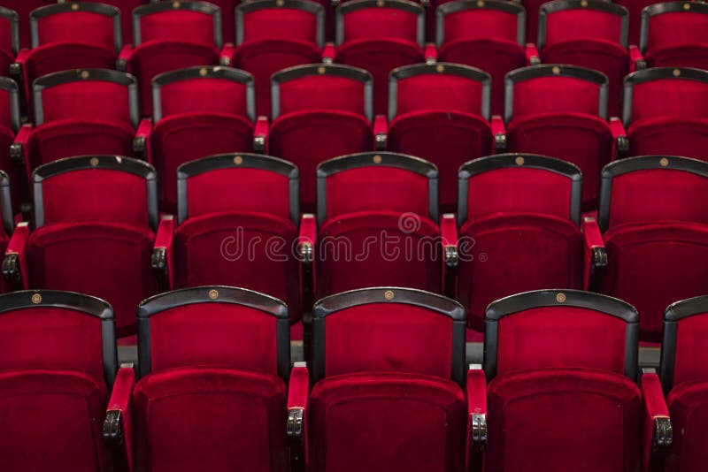 Red seats in cinema stock photo. Image of seating, hall - 117254186