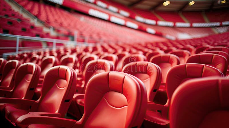Red Seats in an Empty Stadium. Generative AI Stock Illustration ...