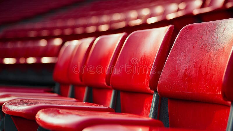 Red Seats on the Grandstand of the Football Stadium. Stock Image ...
