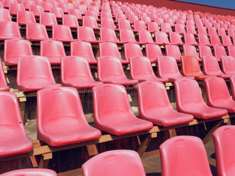 Red Seats for Spectators in the Stadium Stock Image - Image of number ...