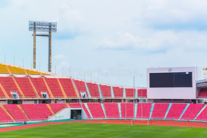 Red Seats on Stadium Steps Bleacher Stock Image - Image of reserved ...