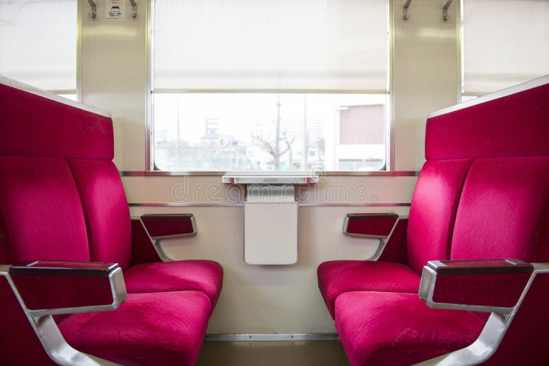 Red seats on the trains stock image. Image of railway - 69324733