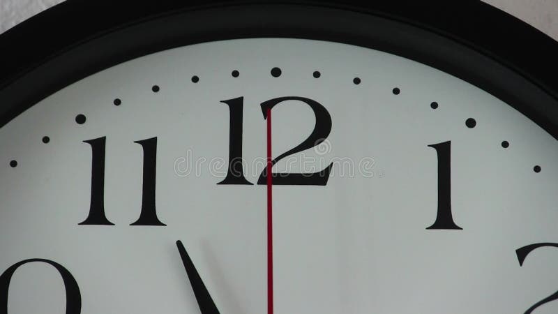Red Second Hand Moving Across Clock Face from 11 To 1 Stock Footage ...