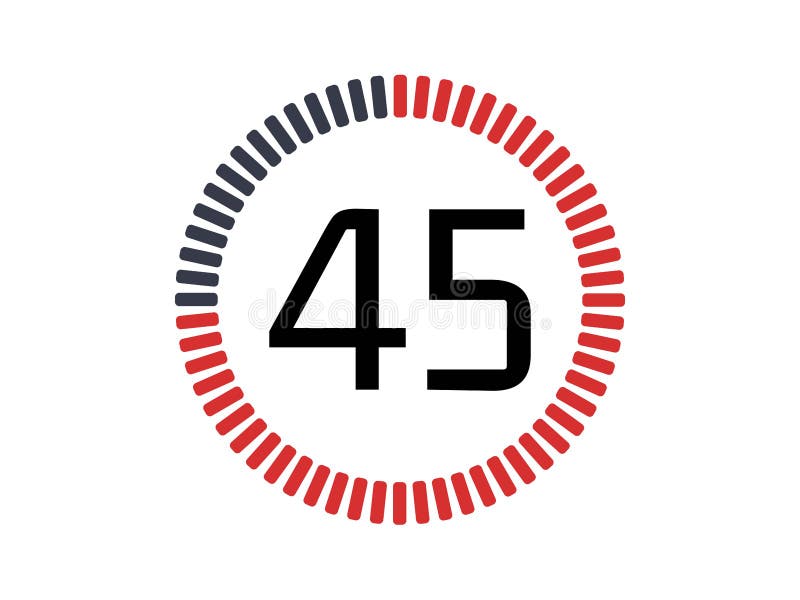 Red 45 Seconds Time Stopwatch Icon and Time Counter Stock Vector ...
