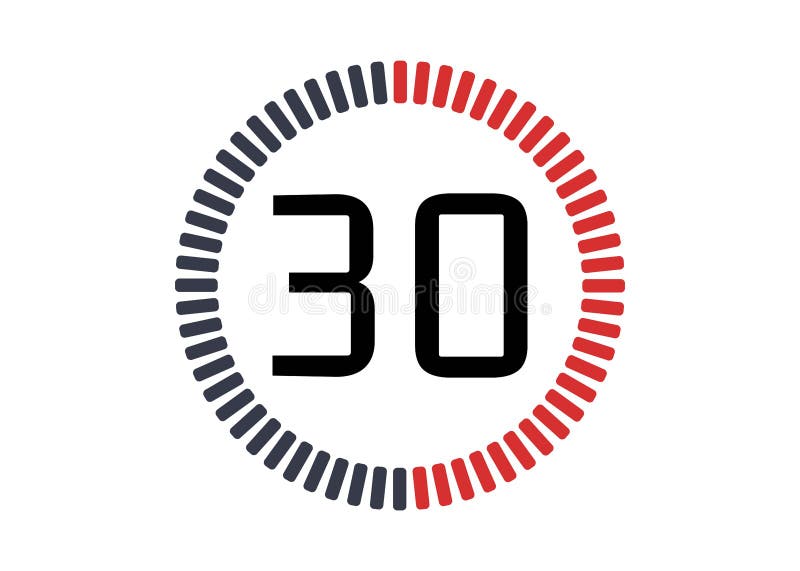 Red 30 Seconds Time Stopwatch Icon and Time Counter Stock Vector ...