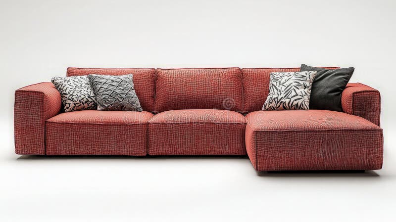 Red Sectional Couch, Modern Design, Studio Shot, for Furniture Catalog ...