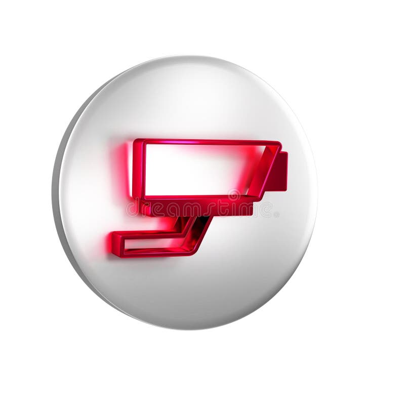 Red Security Camera Icon Isolated on Transparent Background. Silver ...