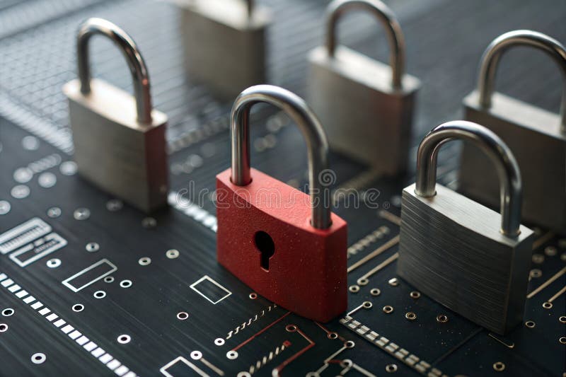 Red Security Lock on Circuit Board Highlights Cybersecurity Stock ...
