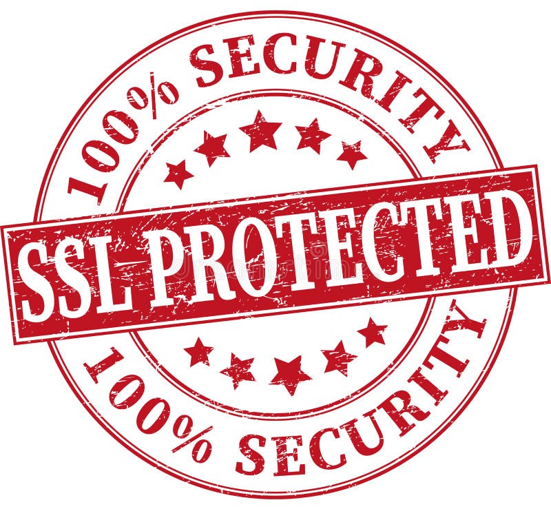 Red 100 Security Ssl Protected Grungy Round Rubber Stamp Illustration ...