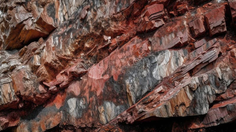 Red Sedimentary Mountain Rock Texture. Generative AI Stock Illustration ...