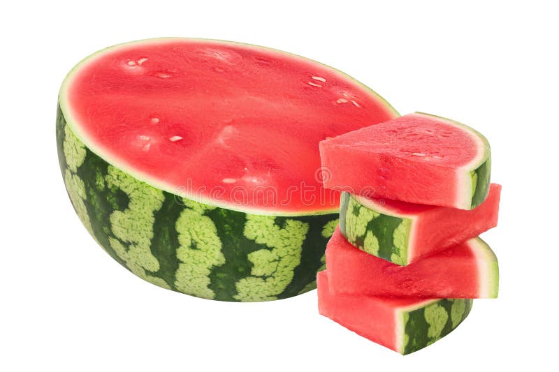 Red Seedless Watermelon Slices Isolated on White Background with Full ...