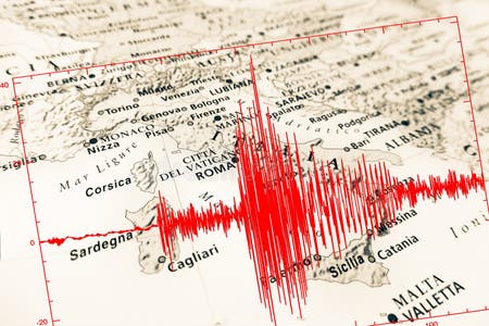 Red Seismic Wave Over Italy Map Stock Photo - Image of holidays ...