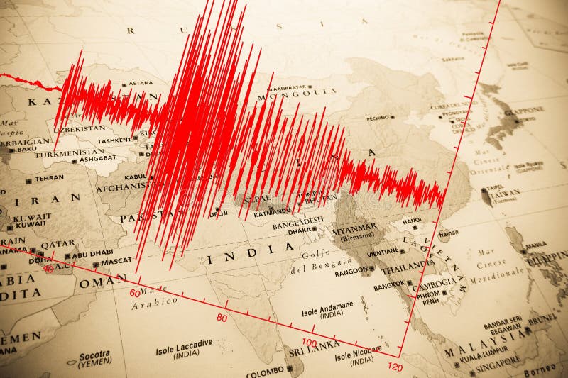 Red Seismic Wave Over Myanmar Map Stock Image - Image of russia ...