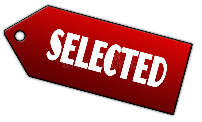 SELECTED on red label. stock illustration. Illustration of sign - 108947930