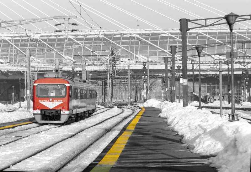 Red Self-propelled Train - Selective Color Isolation Editorial Stock ...