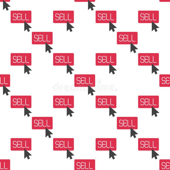 Red Sell Button with Mouse Cursor Vector Seamless Pattern Stock Vector ...