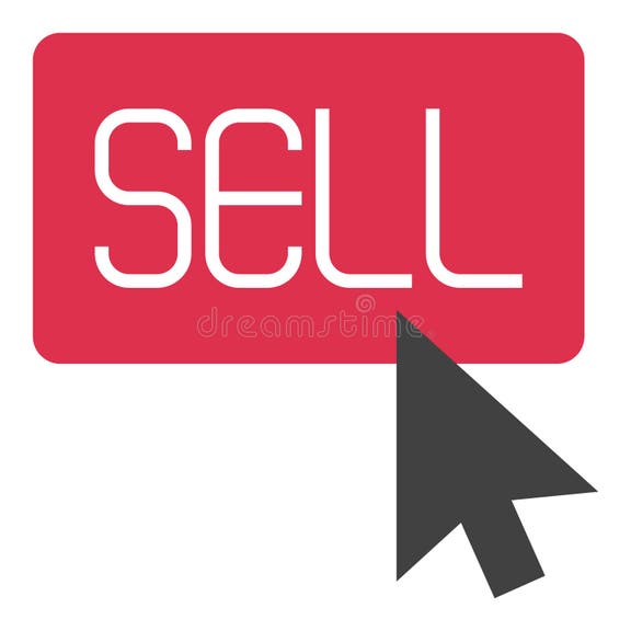 Red Sell Button with Mouse Cursor Vector Icon or Logo Element Stock ...
