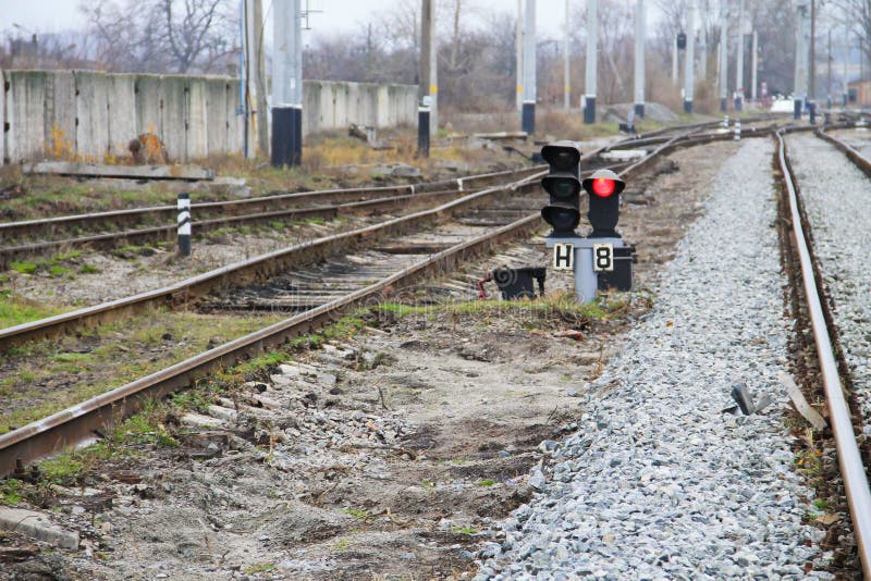Red Semaphore Signal on Railway Stock Photo - Image of light, pole ...