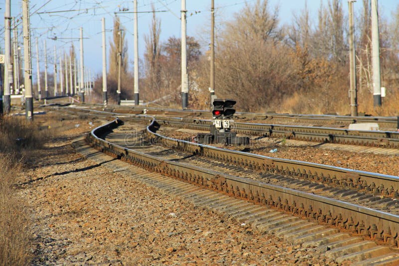 Red Semaphore Signal on the Railway Stock Photo - Image of freight ...