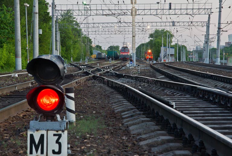 Red Semaphore Signal on Railway Stock Photo - Image of rails, ground ...