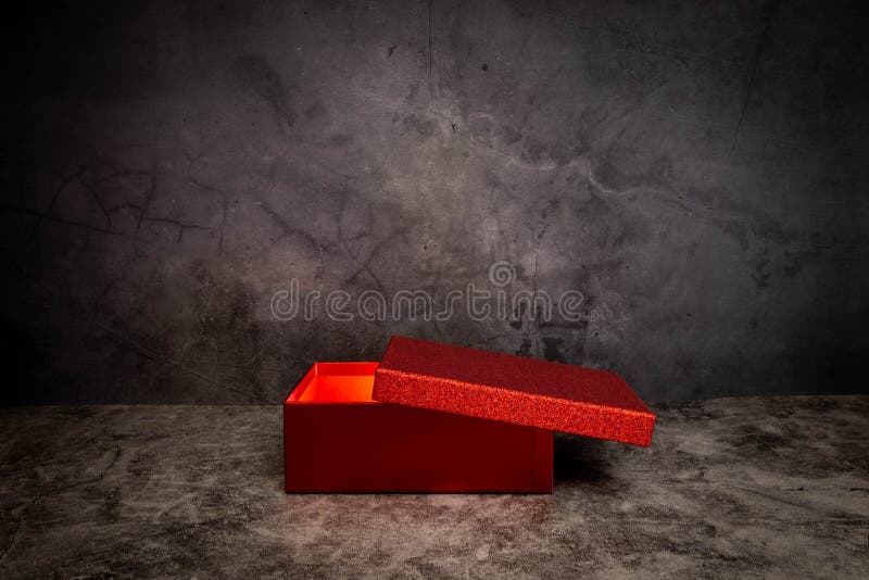 Red Semi-open Box with Light Inside Stock Image - Image of background ...