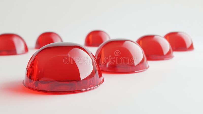 Red Semi-Spherical Objects on a White Background Stock Illustration ...