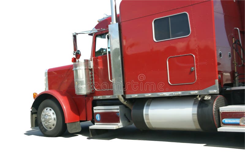 Red semi truck, isolated stock photo. Image of spinning - 5279570