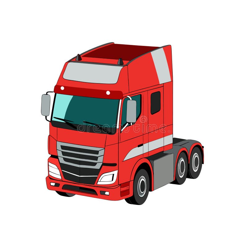 Red Semi Truck Vector Illustration on White Background Stock Photo ...