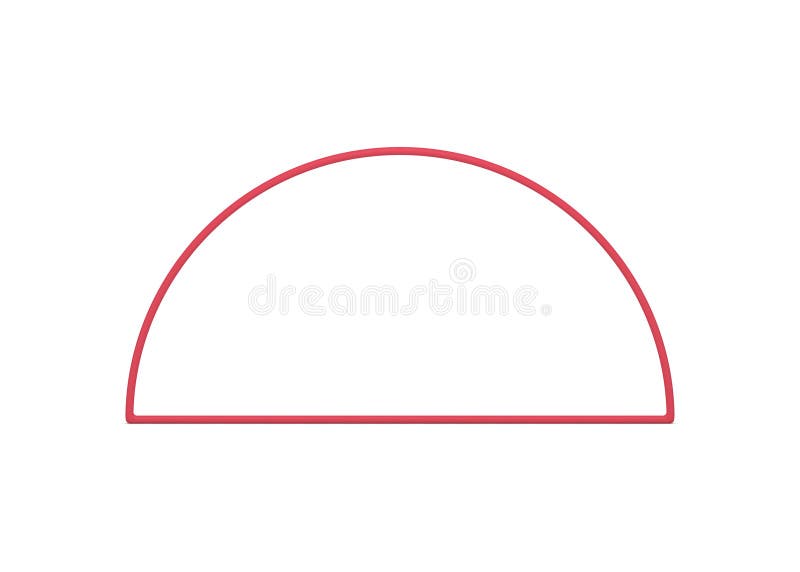 Red Semicircle Glossy Geometric Frame Decorative Basic Foundation 3d ...