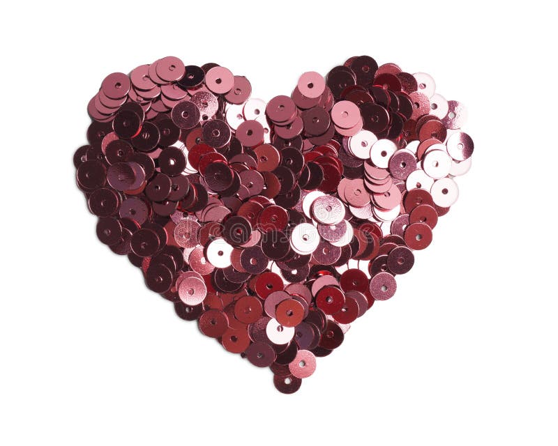 Red Sequins Isolated on White, Top View Stock Photo - Image of confetti ...