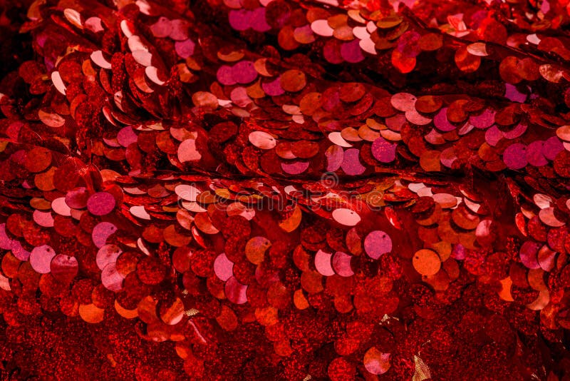 Red Sequins Pattern. Sparkling Sequins Background. Red Sequin Fabric ...