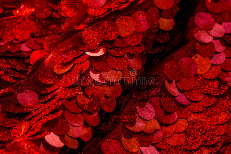 Red Sequins Pattern. Sparkling Sequins Background. Red Sequin Fabric ...