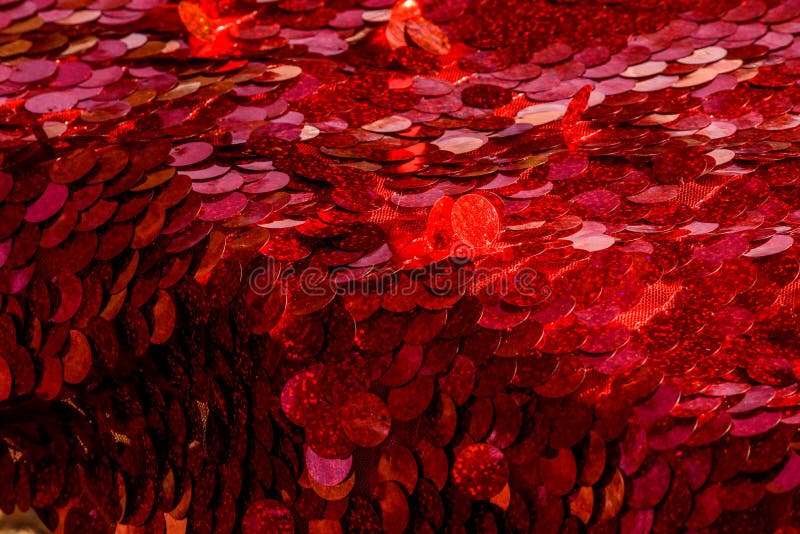 Red Sequins Pattern. Sparkling Sequins Background. Red Sequin Fabric ...