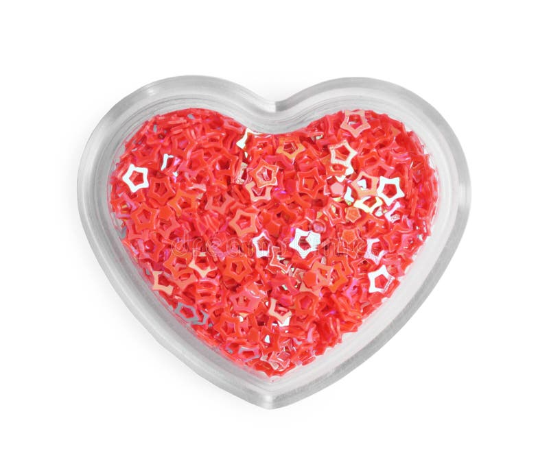 Red Sequins in Shape of Stars Isolated on White, Top View Stock Image ...