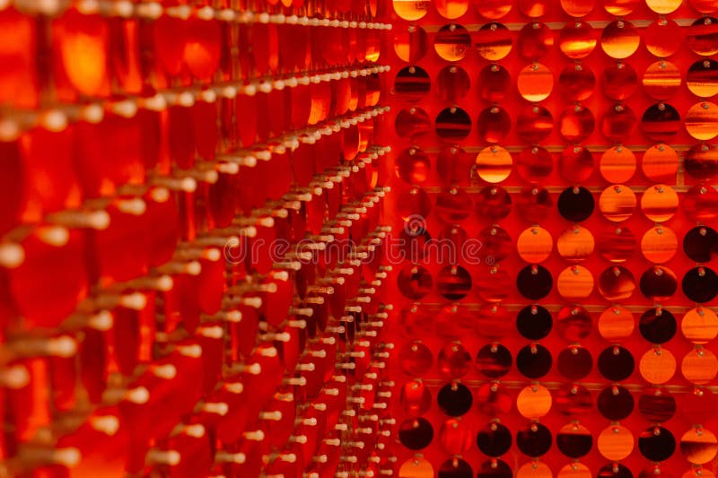 Red Sequins on the Wall of the House. the Texture of Round Red Plastics ...