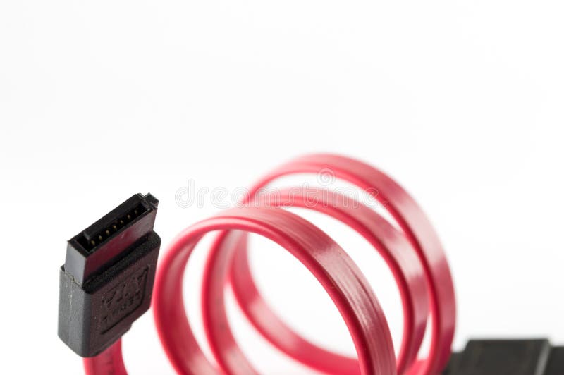 Red Serial-ATA Cable Isolate Stock Image - Image of cable, electricity ...