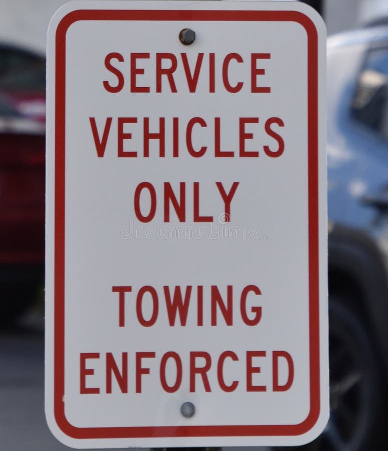 Red Service Vehicles only Sign Stock Image - Image of park, attention ...