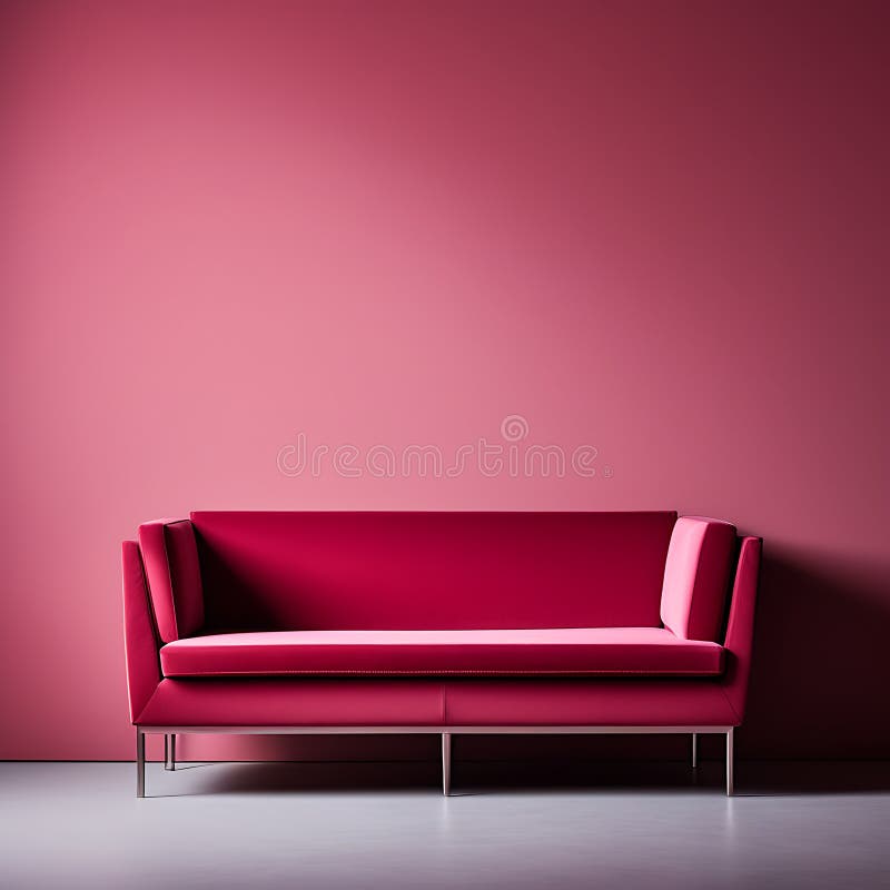 Red Settee Sofa with Red Wall Background Stock Photo - Image of style ...
