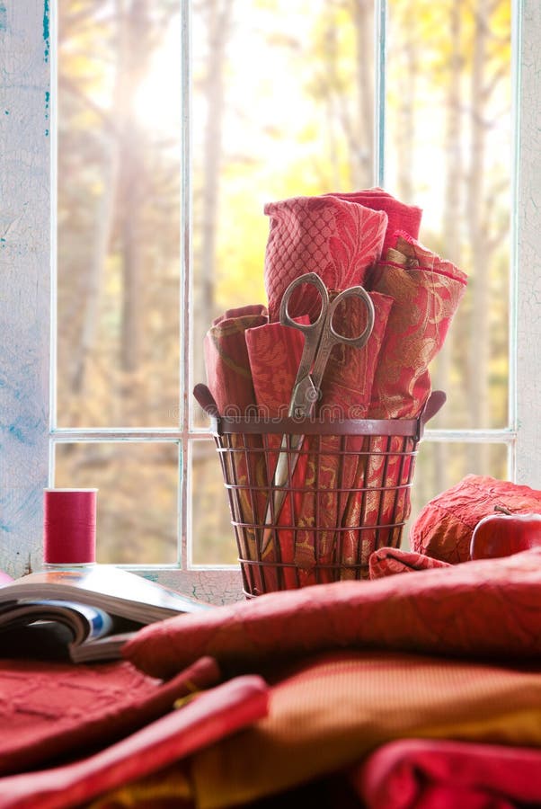 Red sewing project stock photo. Image of project, magazines - 117269118