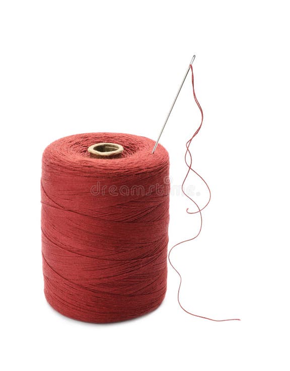 Red Sewing Thread with Needle on White Background Stock Photo - Image ...