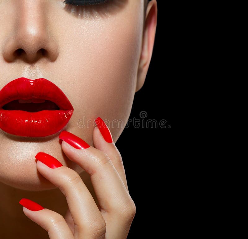 Red Lips and Nails stock photo. Image of lady, kiss, female - 37671178