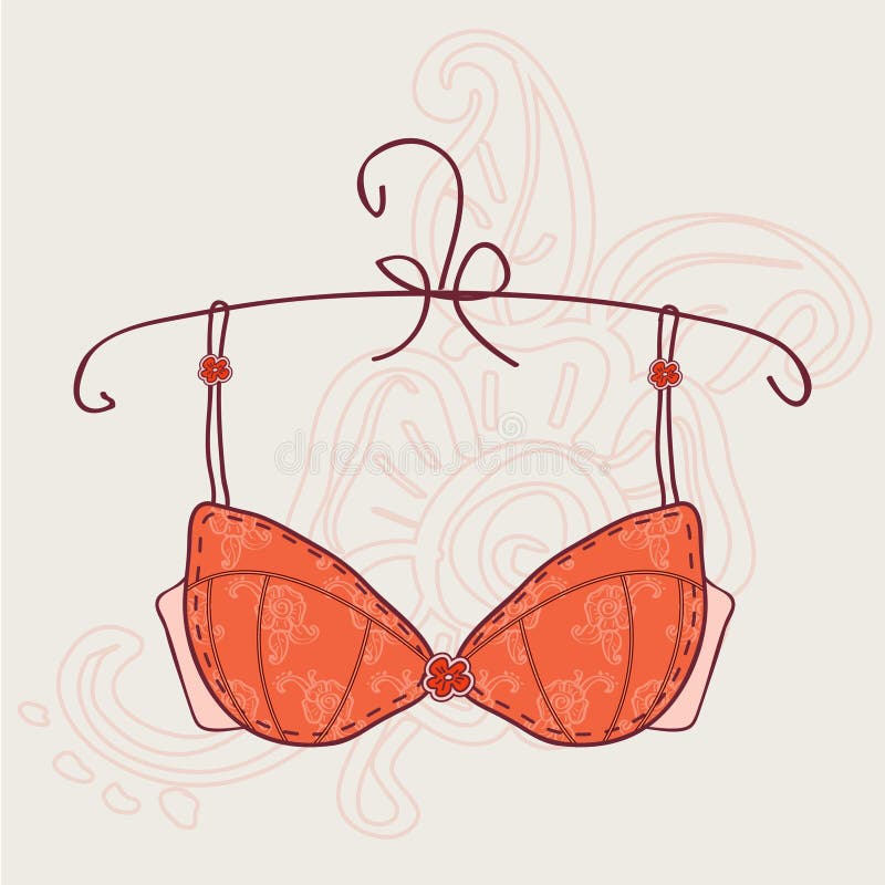 Red vintage bra stock vector. Illustration of fashion - 28599173