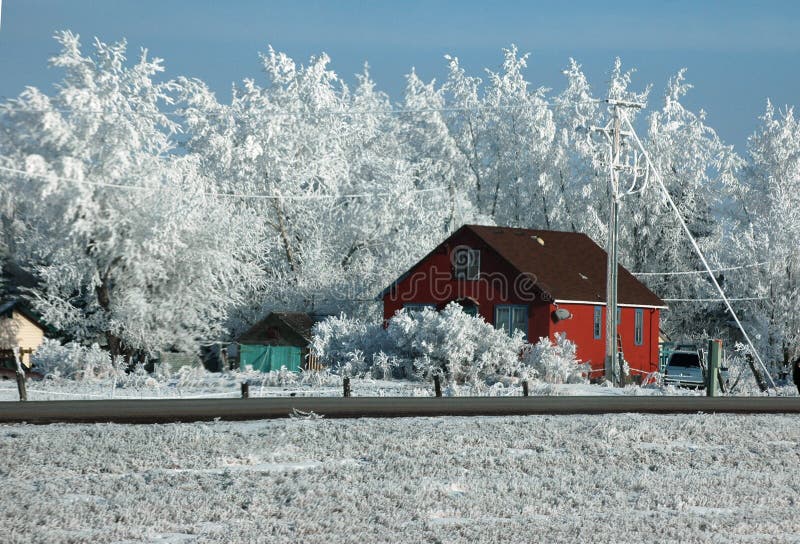 Red Shack on Highway in Winter Stock Image - Image of travel, chilly ...