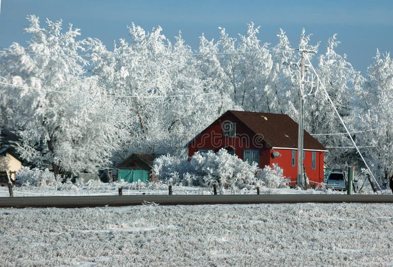 Red Shack on Highway in Winter Stock Image - Image of travel, chilly ...