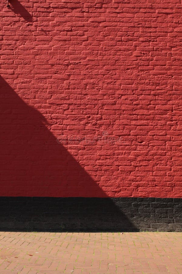 Red Shadow Wall Brick Painting Building Street Stock Photo - Image of ...